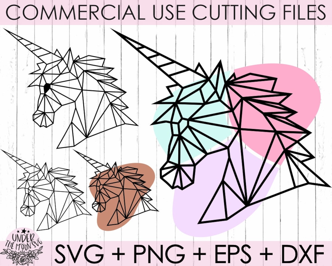 4 Geometric Unicorn Bundle Svg, Unicorn Horn Svg, Decor Svg, Geometric ...