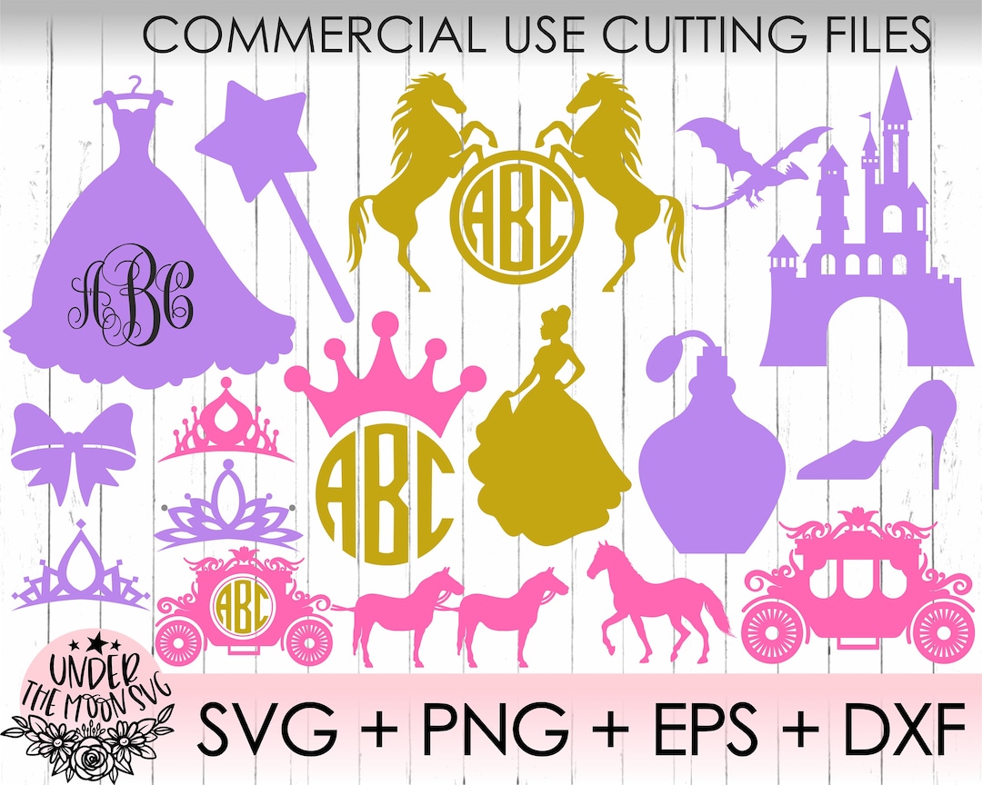 Princess Carriage Monogram Frames SVG Files / 11 Kingdom Cut Files for ...