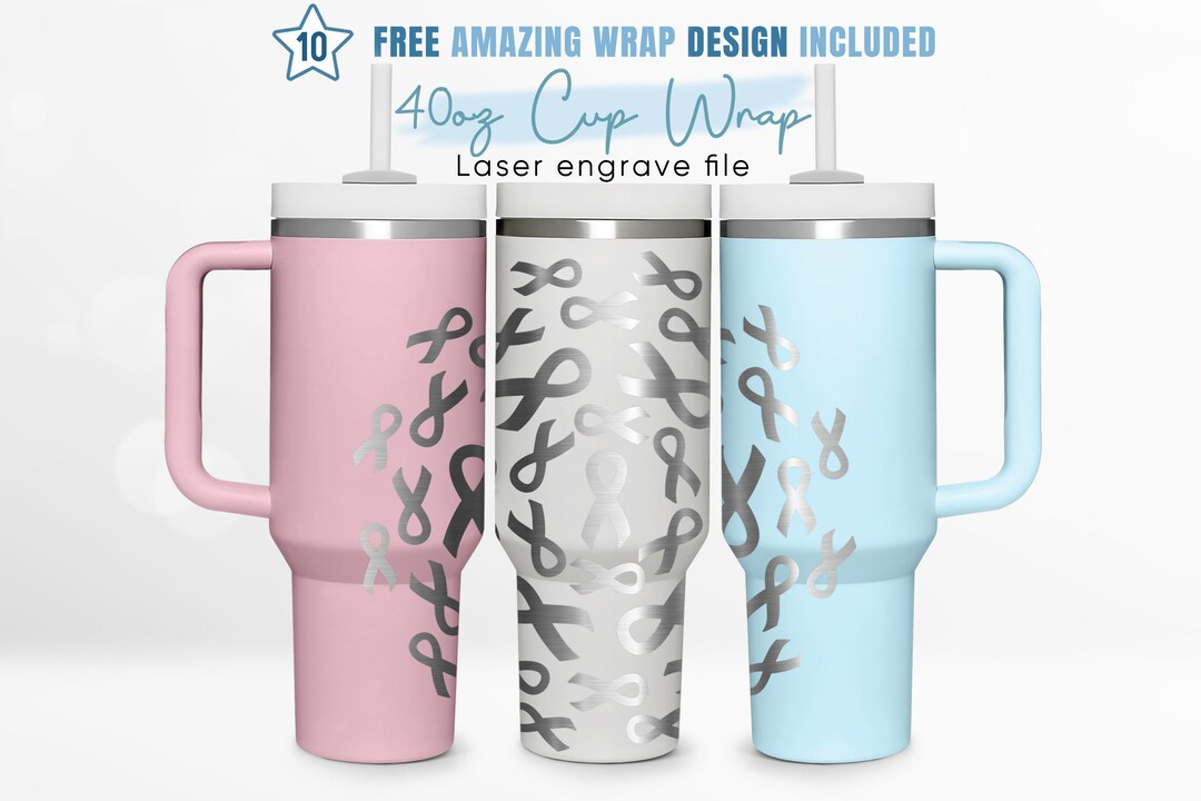 40oz Engraved Tumbler Wrap Breast Cancer, Pink Ribbon, Awareness, Heart ...