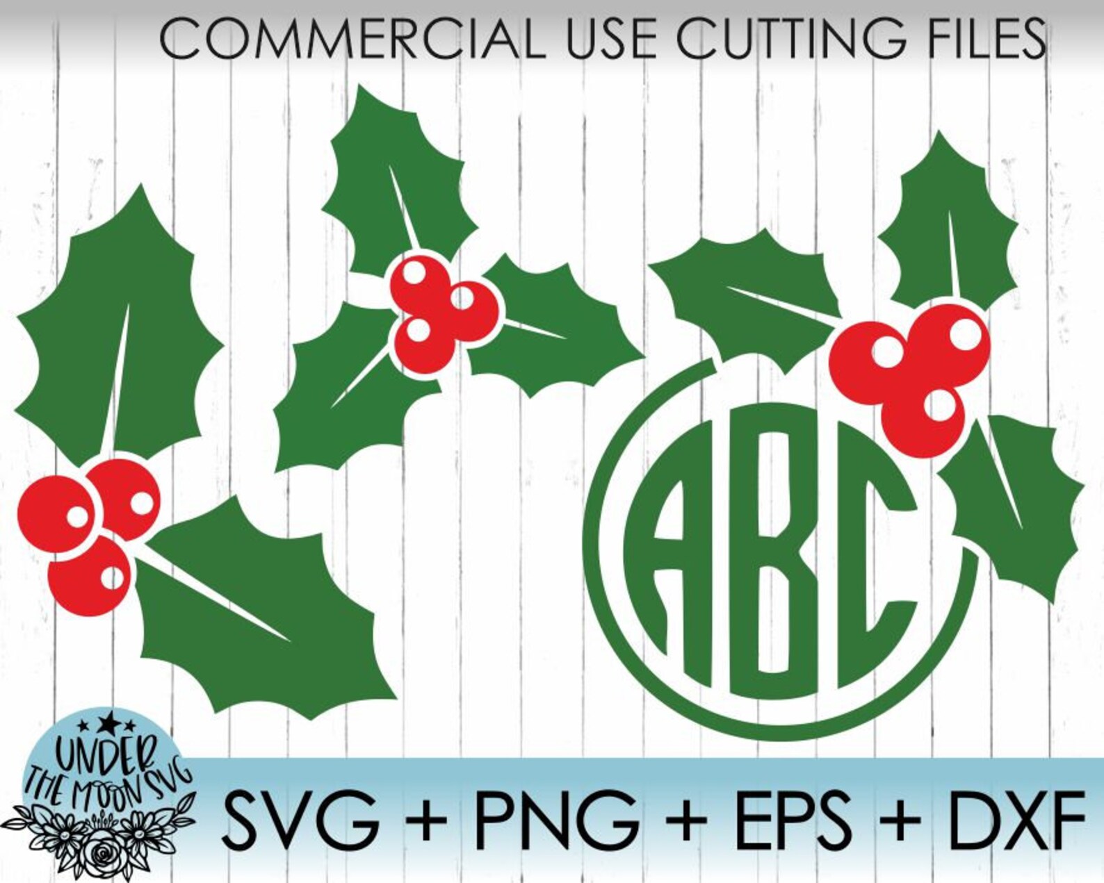 Holly SVG / Christmas Holly Monogram SVG / Christmas Clip Art | Etsy