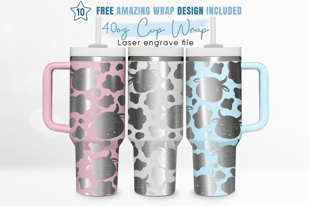40oz Engraved Tumbler Wrap Cute Cow, Cow Pattern, Cow Svg, Animal, 40oz ...