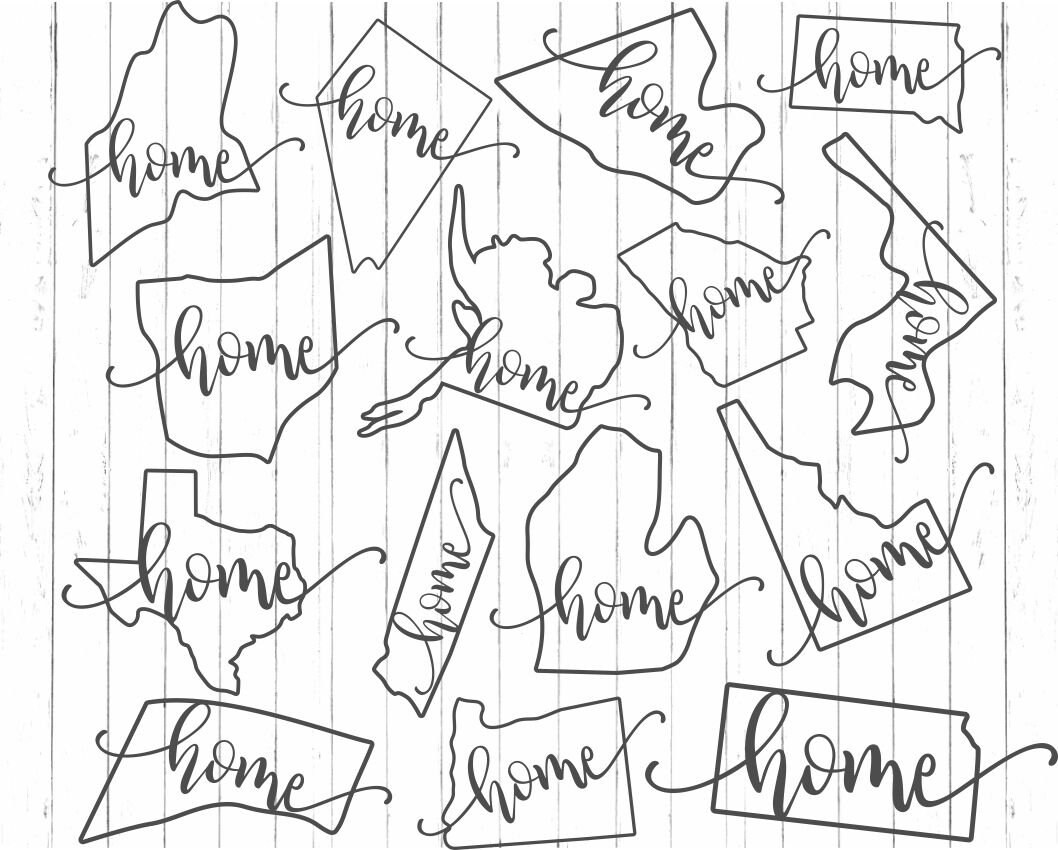 All 50 States Outline Svg Bundle,all 50 States Outline Svg,state Svg,us ...