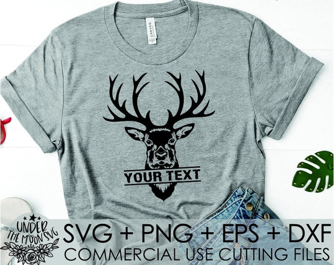 Buck Head Svg, Deer Hunting Svg, Monogram Split SVG, File Cutting ...