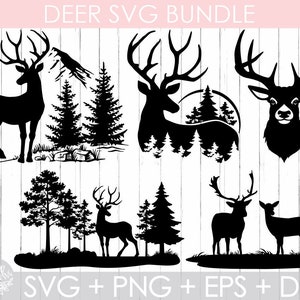 5 Deer Bundle Svgdeer Svgnature Deer Svg File Mountains Svg - Etsy