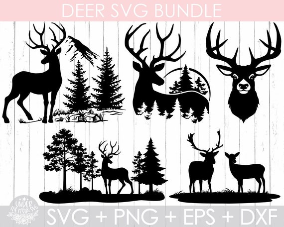 5 Deer Bundle Svgdeer Svgnature Deer Svg File Mountains Svg | Etsy UK