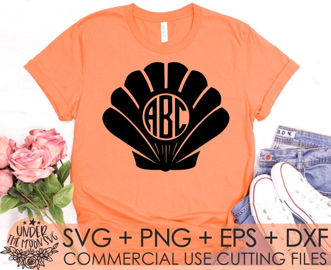 Mermaid Shell Monogram SVG / Mermaid SVG / Mermaid Clam Svg / | Etsy
