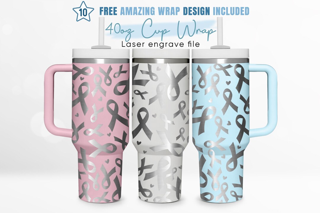 40oz Engraved Tumbler Wrap Breast Cancer, Pink Ribbon, Awareness, 40oz ...