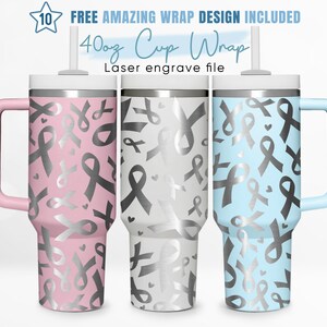 40oz Engraved Tumbler Wrap Breast Cancer, Pink Ribbon, Awareness, 40oz ...