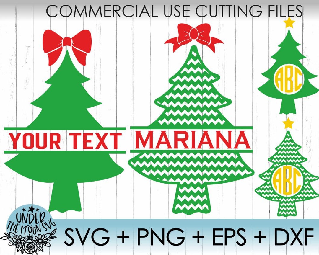Christmas Tree Monogram SVG / Tree With Bow SVG / Split Tree Svg ...