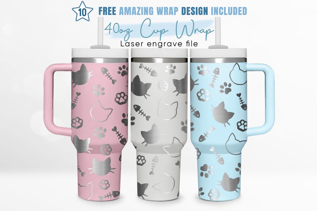 40oz Engraved Tumbler Wrap Cute Cat, Black Cat, Cat Lover, Gift for Her ...