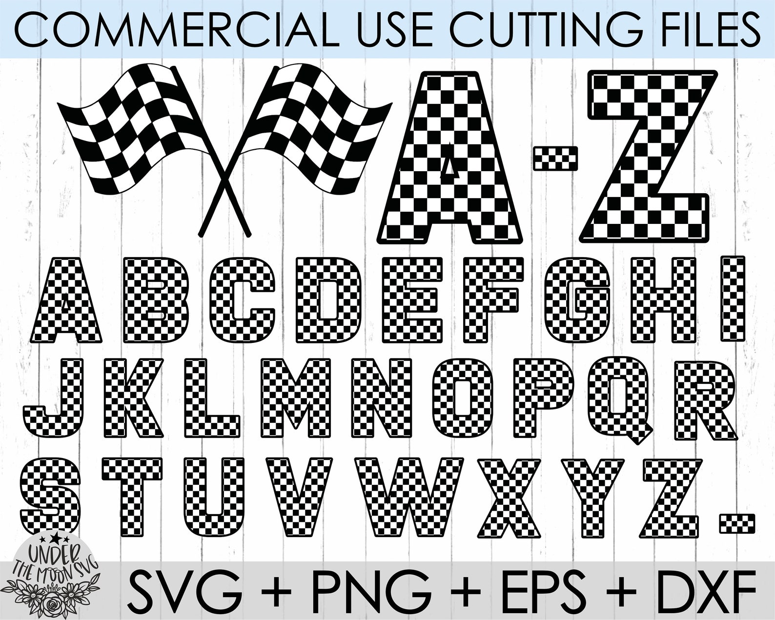 Checkered Alphabet Svg /checkered Letters/ Racing Flag /commercial Use ...