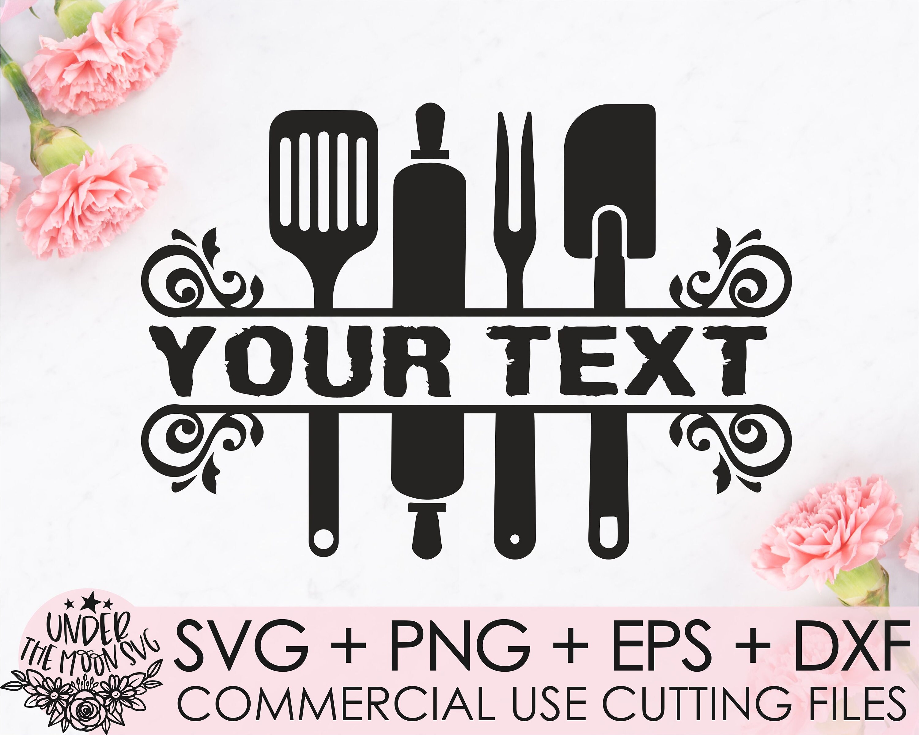 Kitchen Split Frame SVG / Kitchen Monogram svg / Flourish | Etsy