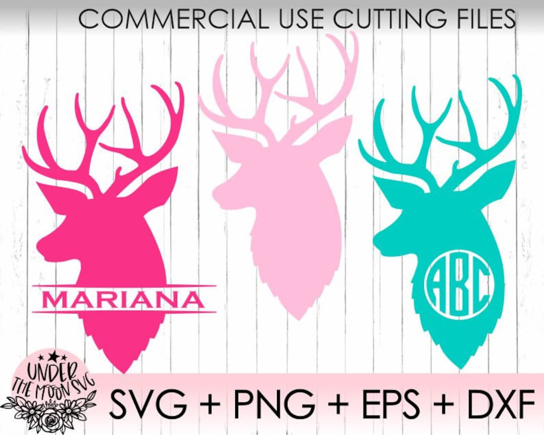 Deer Head Monogram Frames SVG / Deer Head SVG / Deer Clipart / Deer ...