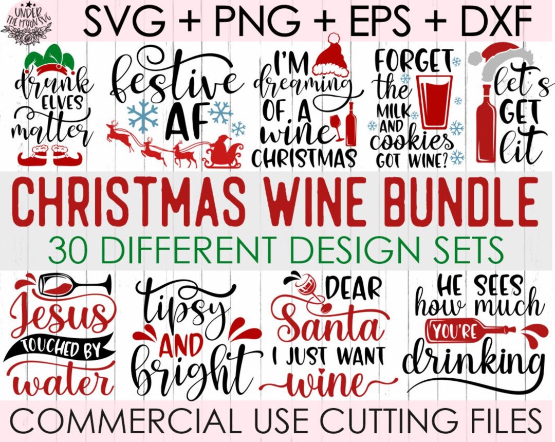 Christmas Wine Svg Bundle, Funny Christmas Svg, Holiday Svg, Christmas ...