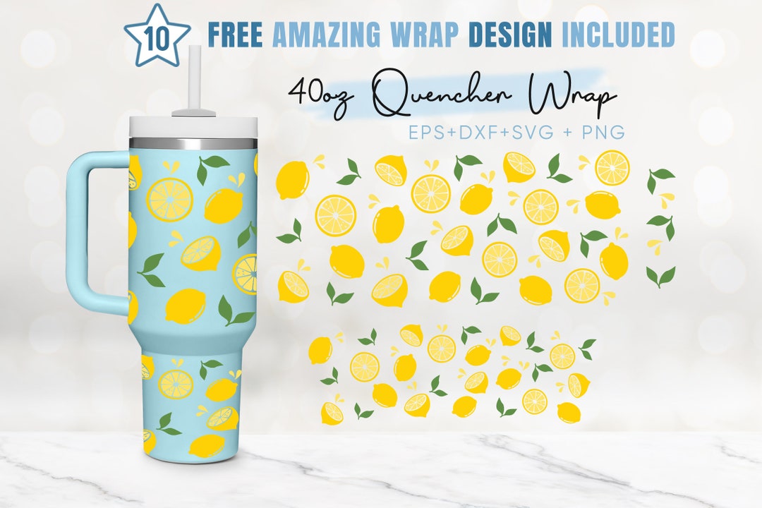 40oz Lemon Quencher Tumbler, Lemonade, Summer Fruit, Pattern, 40oz Svg ...