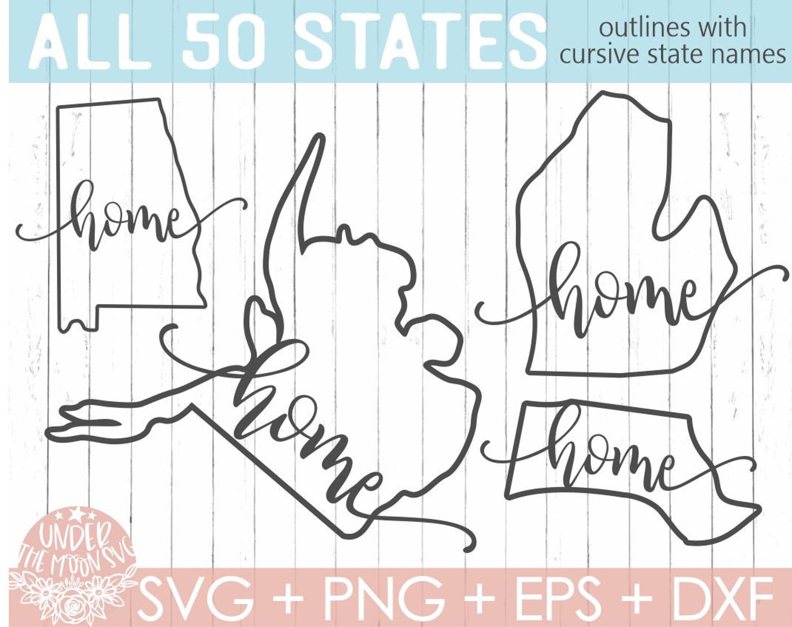 All 50 States Outline Svg Bundle,all 50 States Outline Svg,state Svg,us ...