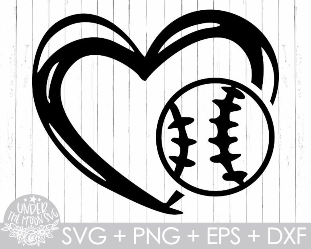 Baseball Heart Svg, Softball Heart Svg, Baseball Svg, Silhouette ...