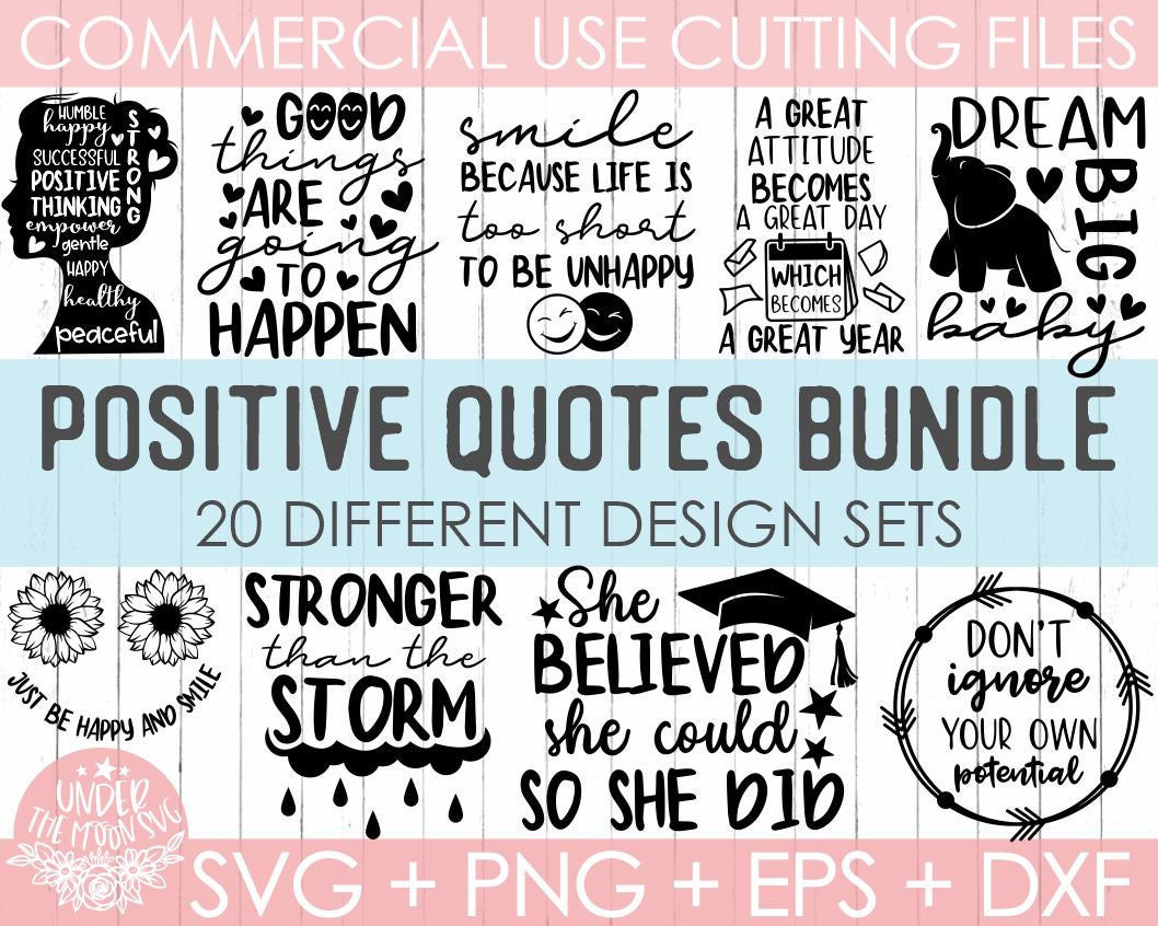 20 Positive Quotes Svg Bundlemotivational Quotes - Etsy