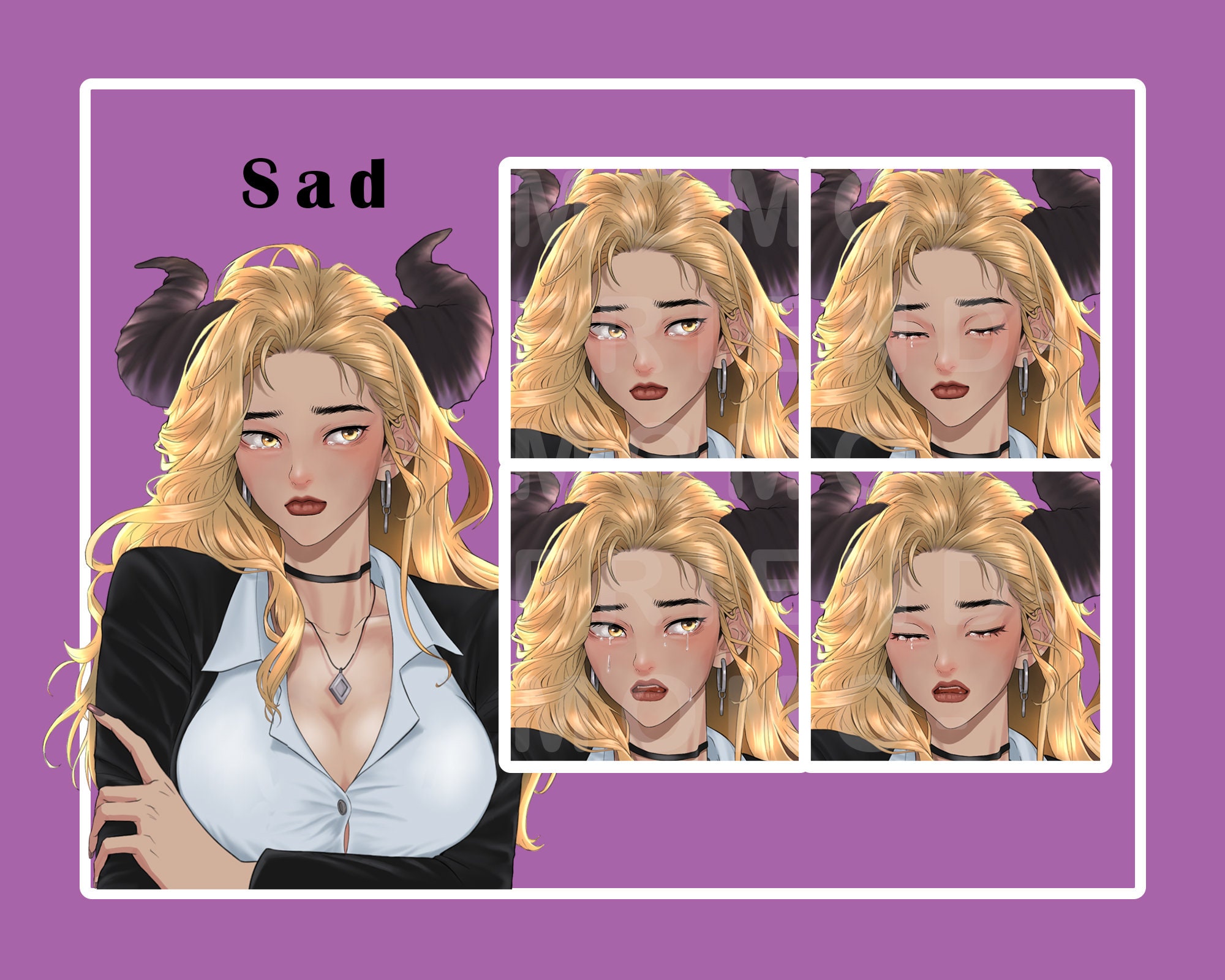 Pngtuber Devil Lady | 2D Model Vtuber Assets | 5 Expressions ...