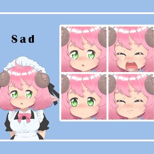 Pngtuber Cute Sheep Maid Girl - 2D Vtuber Model With 5 Emotions ...