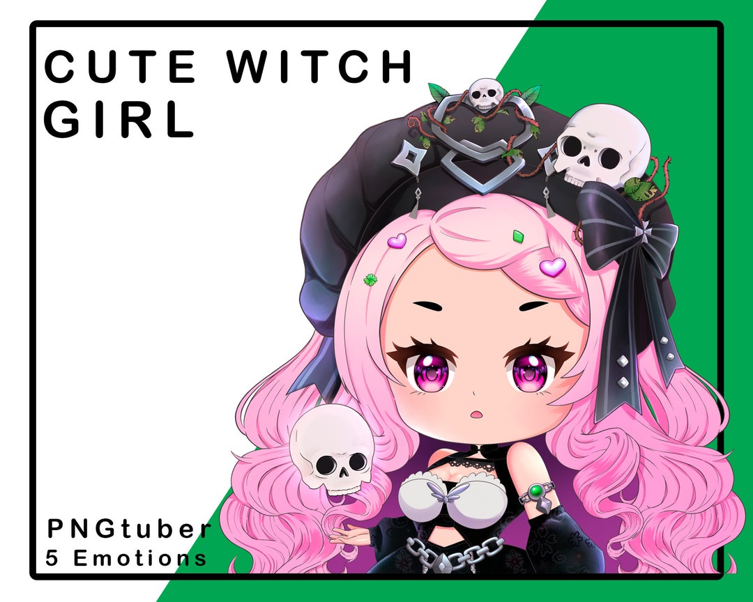 Cute Witch Girl Chibi Pngtuber Model - Vtuber Assets for Twitch/youtube ...