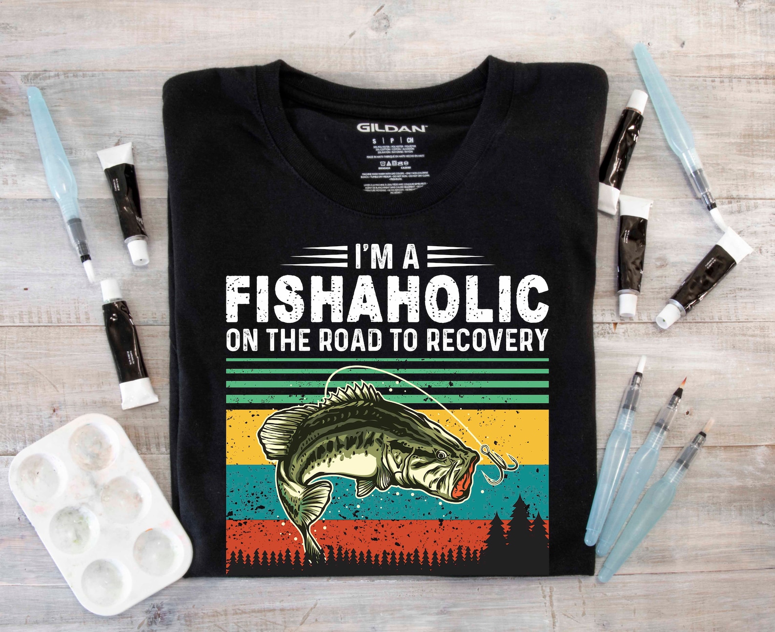 I'm a Fishaholic on the Road to Recovery PNG, Retro PNG, File for ...