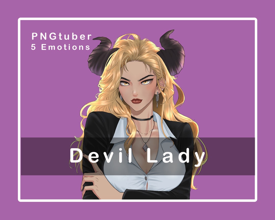 Pngtuber Devil Lady | 2D Model Vtuber Assets | 5 Expressions ...