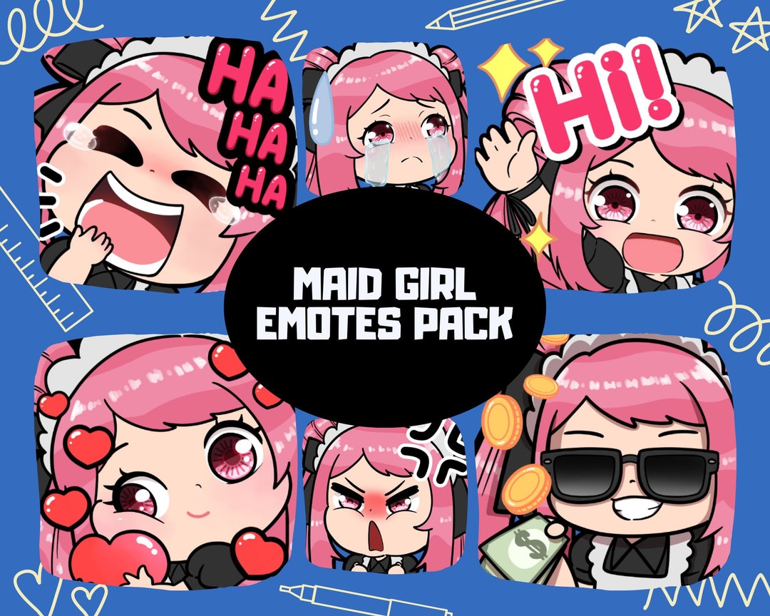 Anime Maid Girl Emoji Stickers - the Perfect Emote Pack for Twitch ...