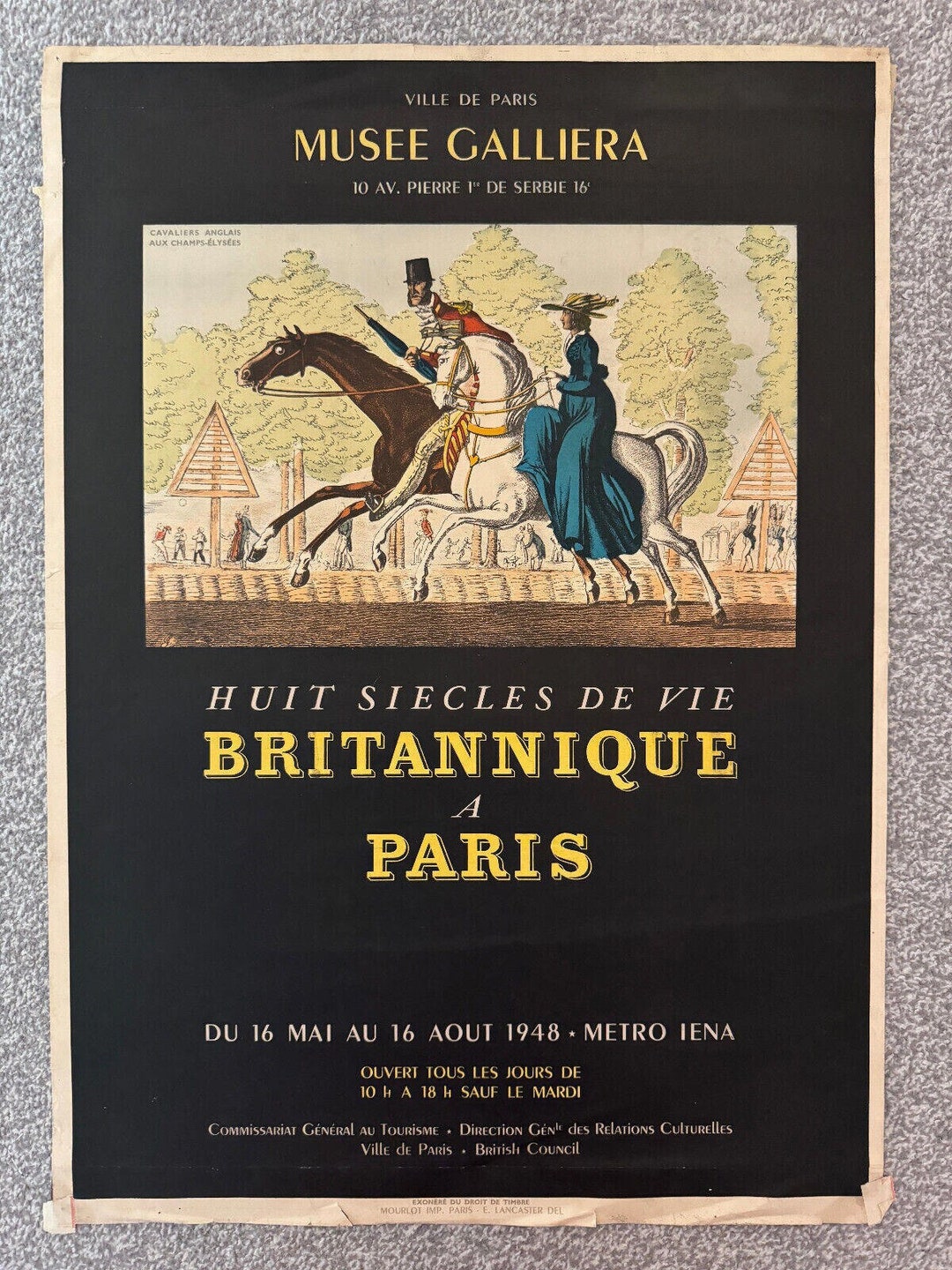 1948 Art Exhibition Poster: 8 Centuries of British Life in Paris, Musee ...