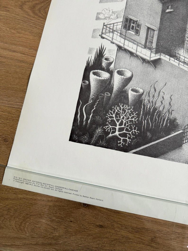 1988 M.C Escher Fine Art Print Poster Illustration Waterfall - Etsy