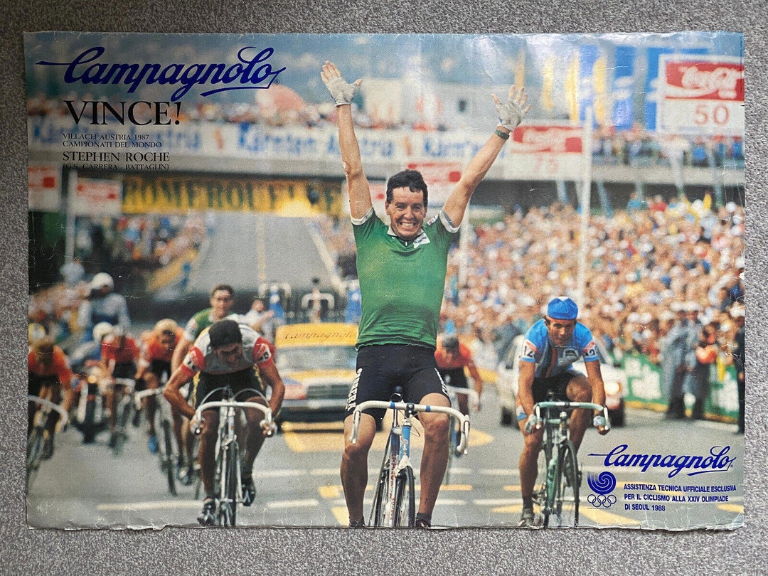 Vintage 1987 Campagnolo Bike Poster Stephen Roche/carerra - Etsy