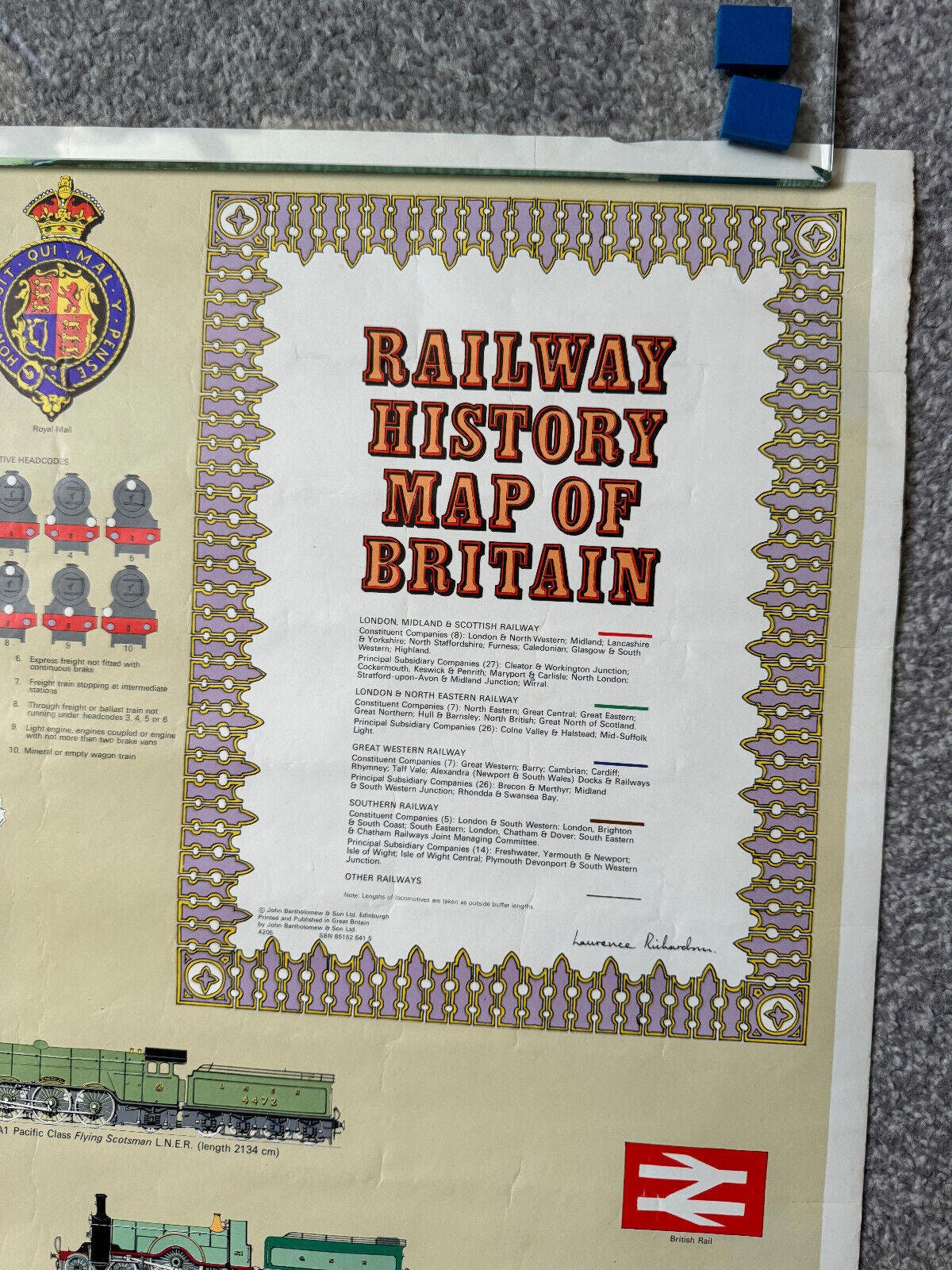 1975 'railway History Map of Britain' Train Poster John Bartholomew ...