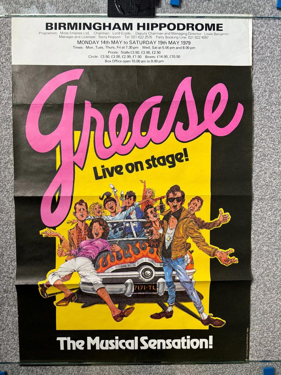 1979 Grease Live on Stage Theatre Poster Birmingham Hippodrome - Etsy
