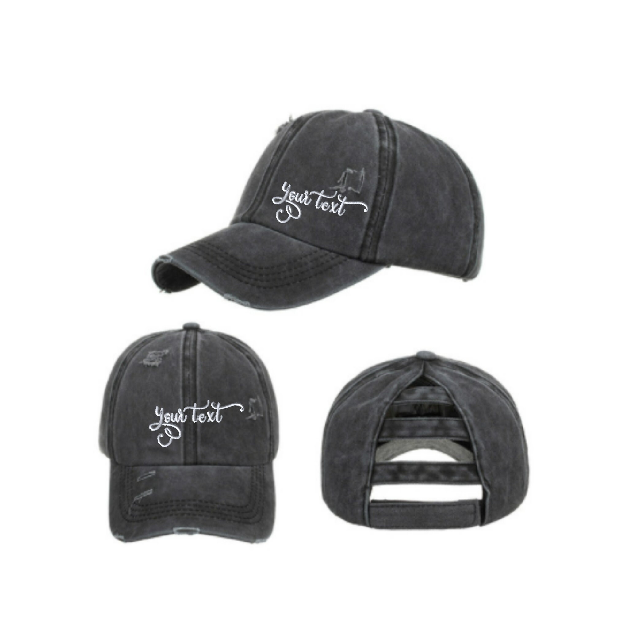 Custom Hat Distressed Ponytail Hat Women's Distressed - Etsy