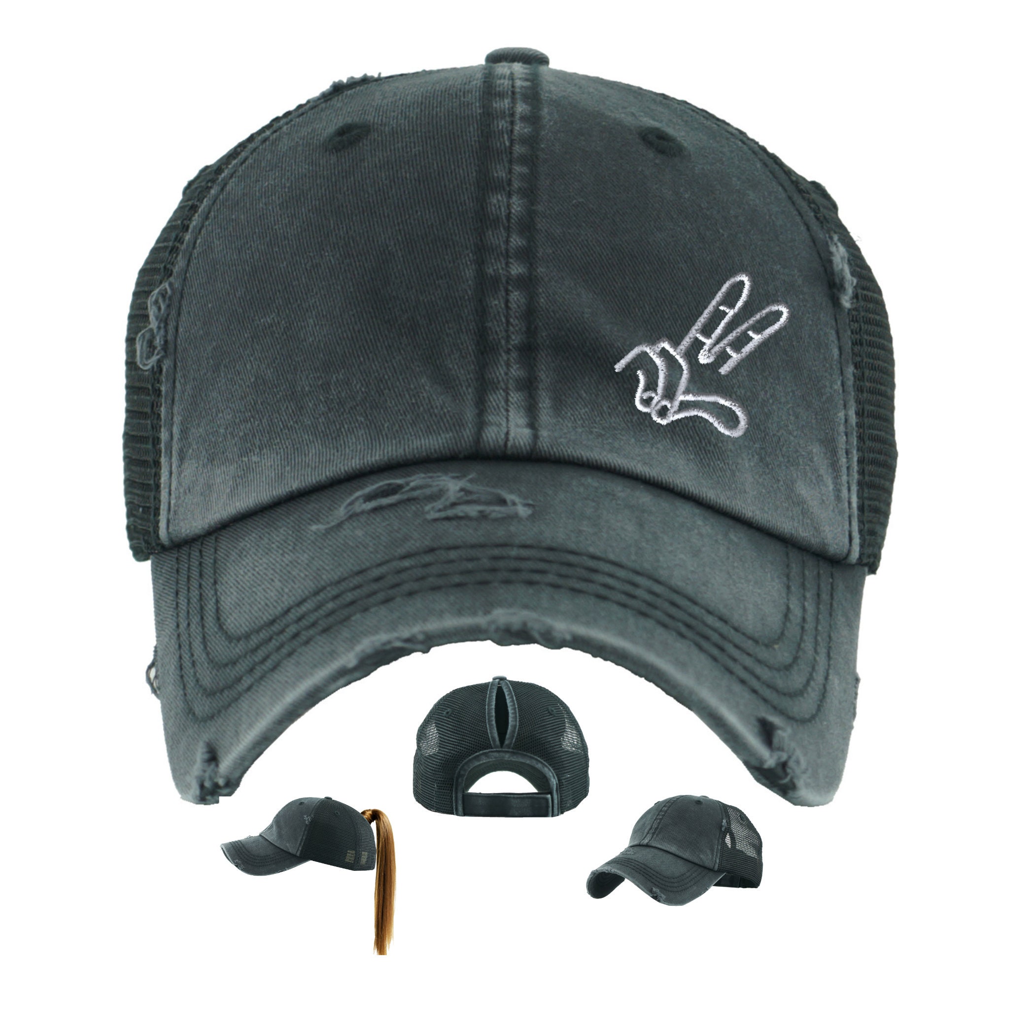 Driver Wave Cap Distressed Ponytail Mesh Back Baseball Cap - Etsy