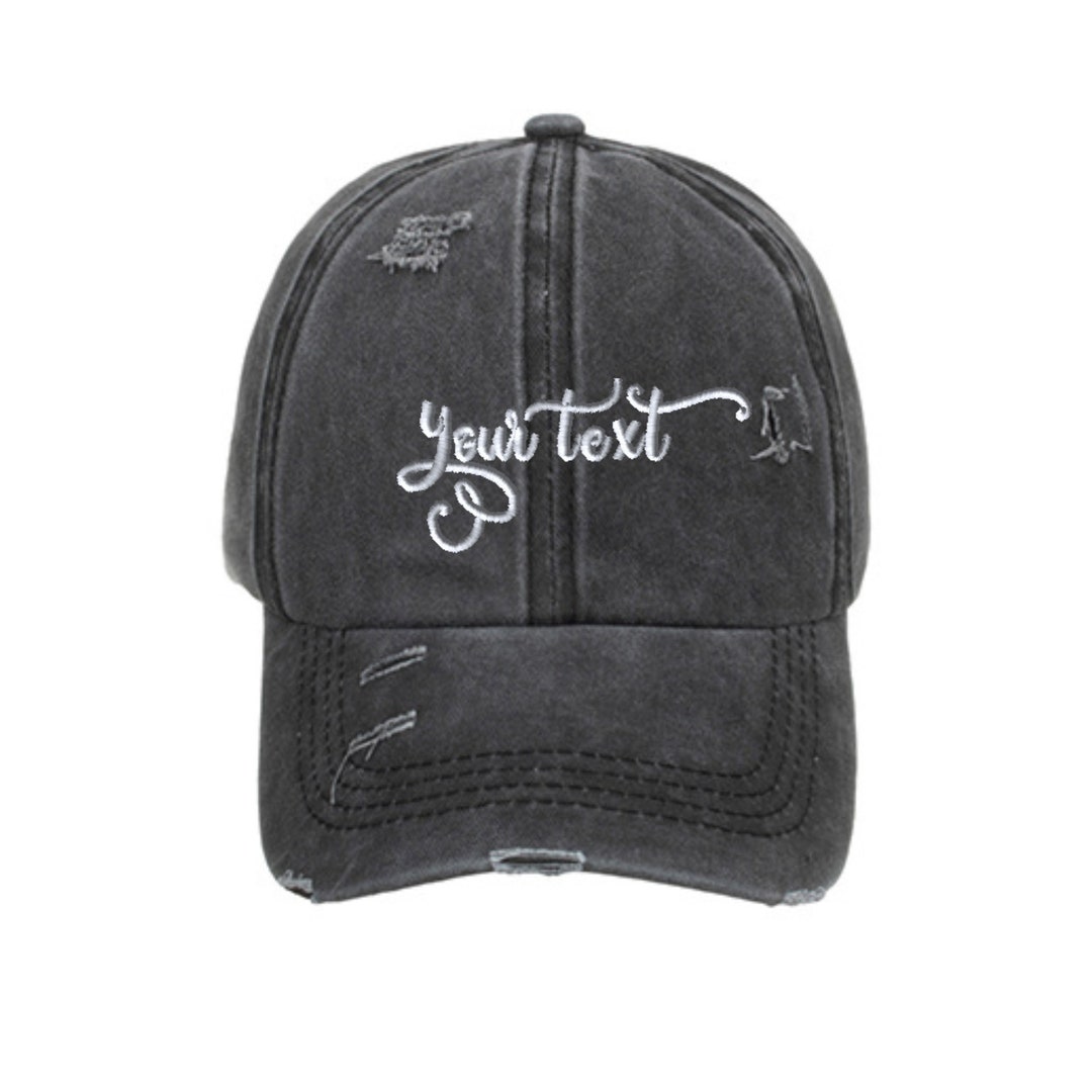 Custom Hat Distressed Ponytail Hat Women's Distressed Ponytail Baseball ...