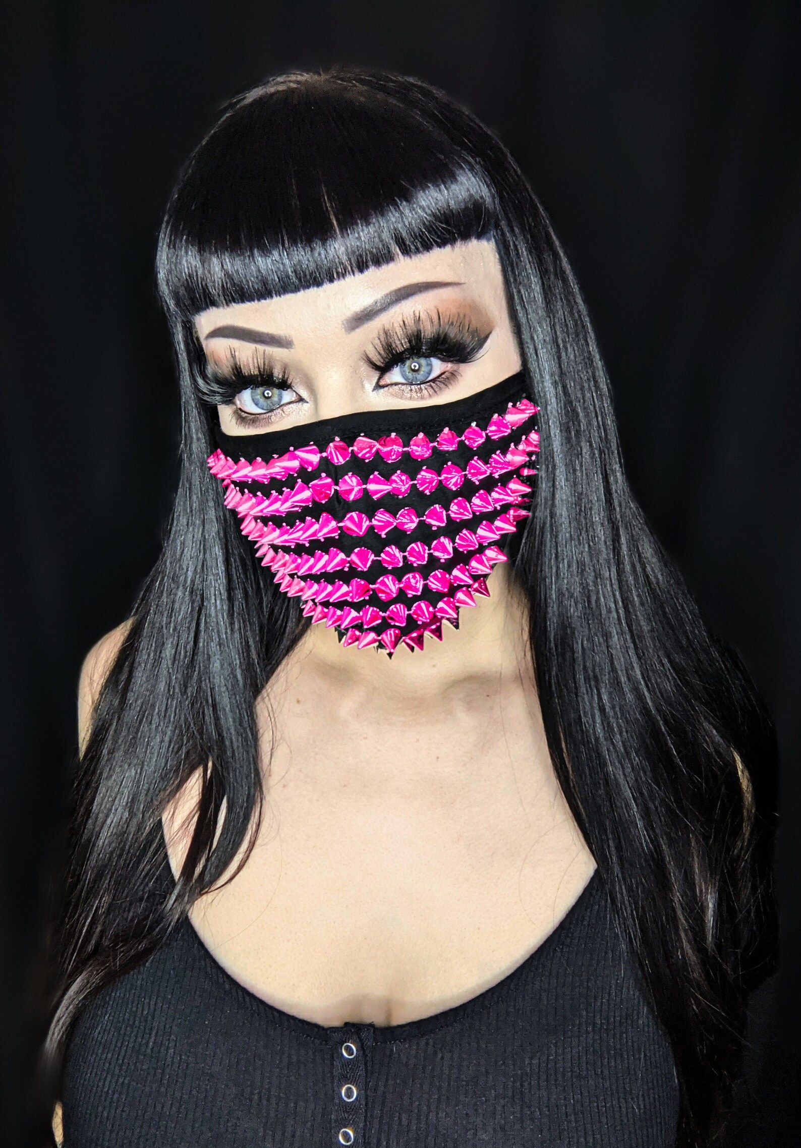 STUDDED Face Mask Hot Pink Studded Mask Unisex Spiked | Etsy