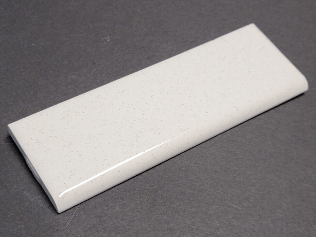 Vtg TILECREST Ceramic Edge Tile White W/black Flecks Gloss Bullnose 6x2 ...