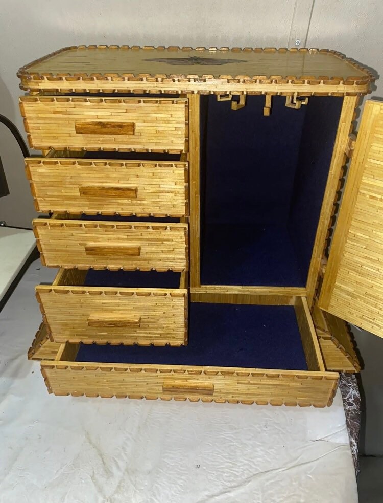 Vintage Prison Art Matchstick Jewelry Box - Etsy