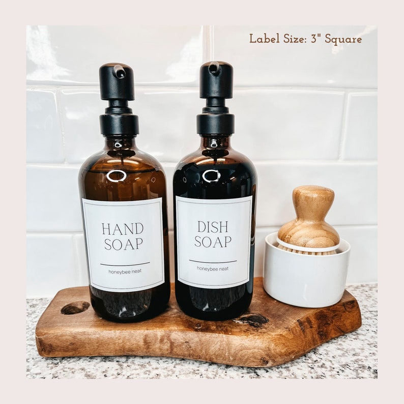 Minimalist Style Hands and Dishes Soap Dispenser Labels | Custom ...