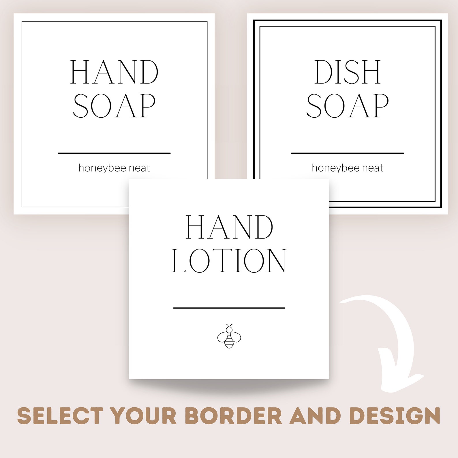 Minimalist Style Hands and Dishes Soap Dispenser Labels | Custom ...