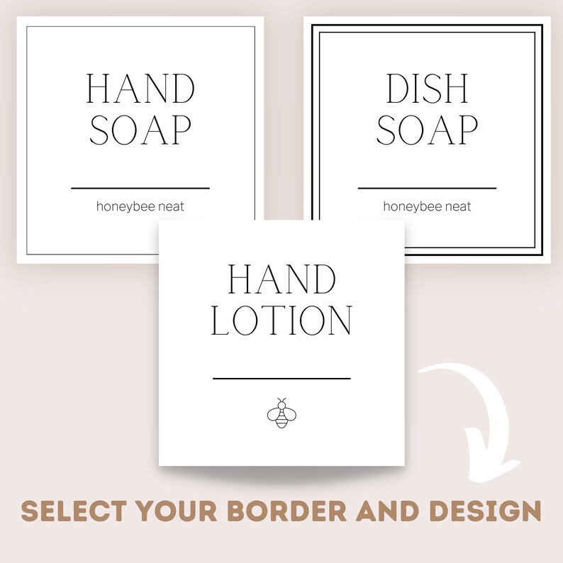 Minimalist Style Hands and Dishes Soap Dispenser Labels | Custom ...