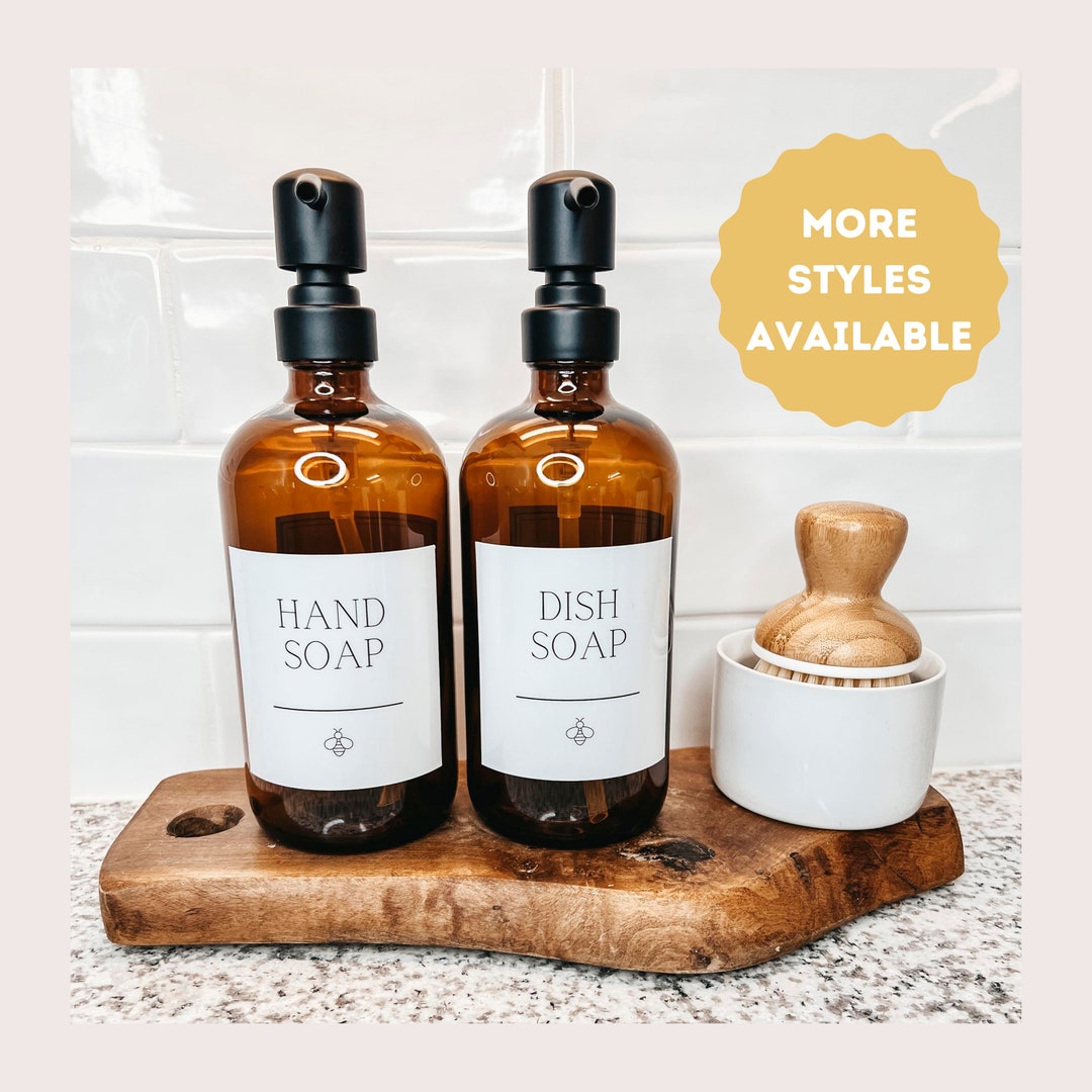 Minimalist Style Hands and Dishes Soap Dispenser Labels | Custom ...
