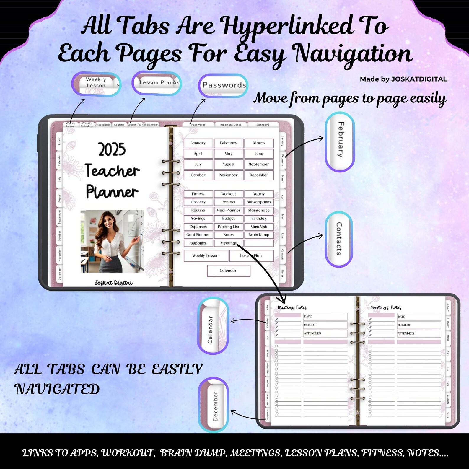 2025 Digital Teacher Planner All-in-one iPad Teacher Planner Lesson ...