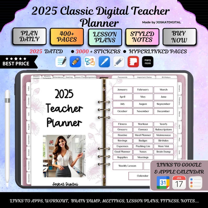 2025 Digital Teacher Planner All-in-one iPad Teacher Planner Lesson ...