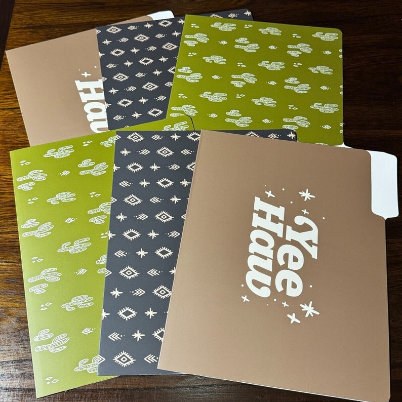 6 Letter Size File Folders With Tabs Giddy up U Brands 11.5 X 9.5 - Etsy