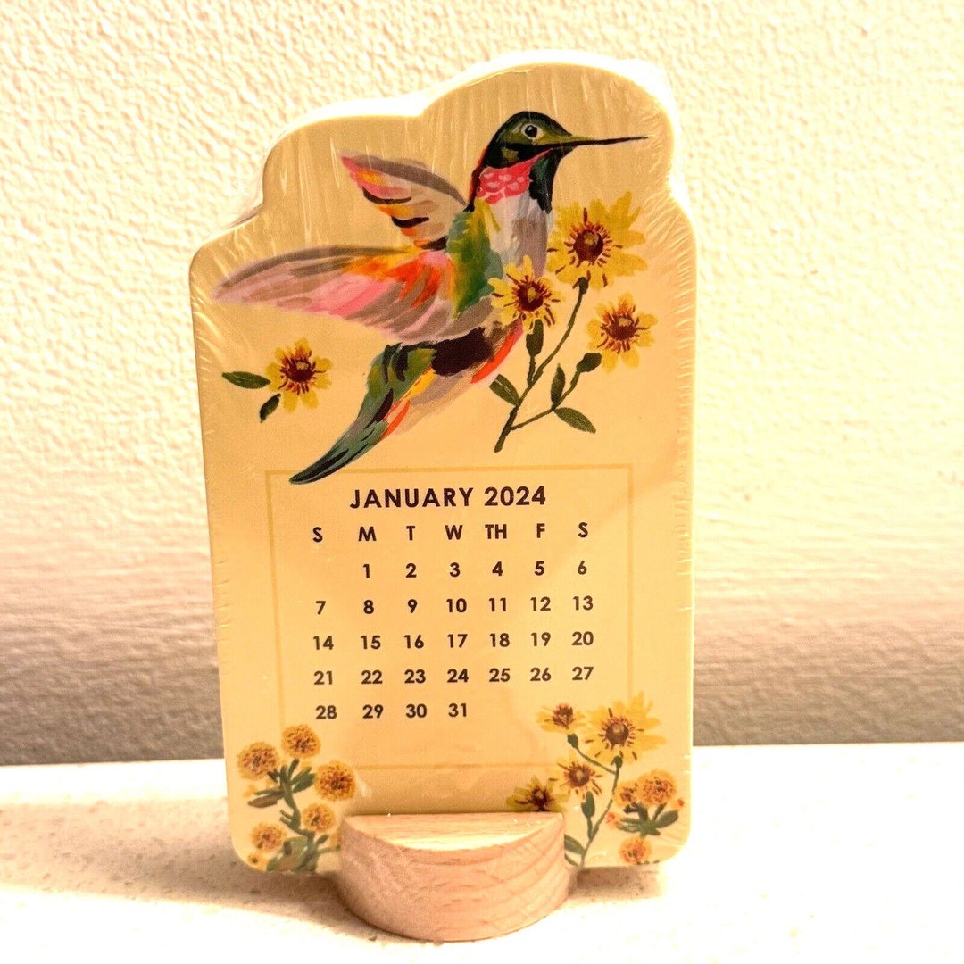 2024 Monthly Desk Calendar Standing Punch Studio Hummingbird - Etsy