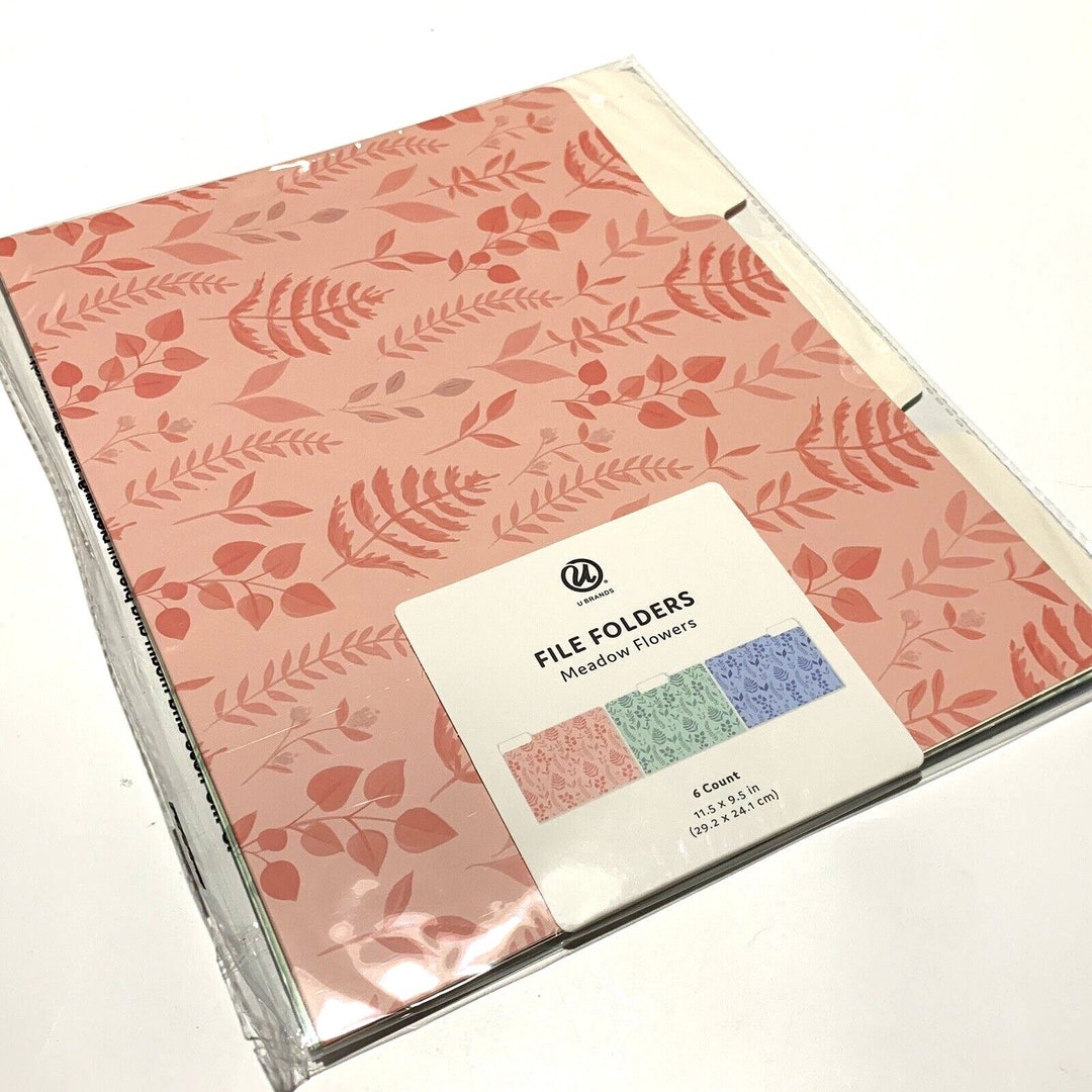 6 Letter Size File Folders With Tabs Flowers Peach Green Blue 11.5 X 9. ...