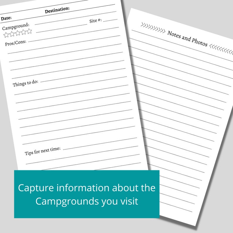 Camping Journal and Campground Logbook Notes and Memory - Etsy