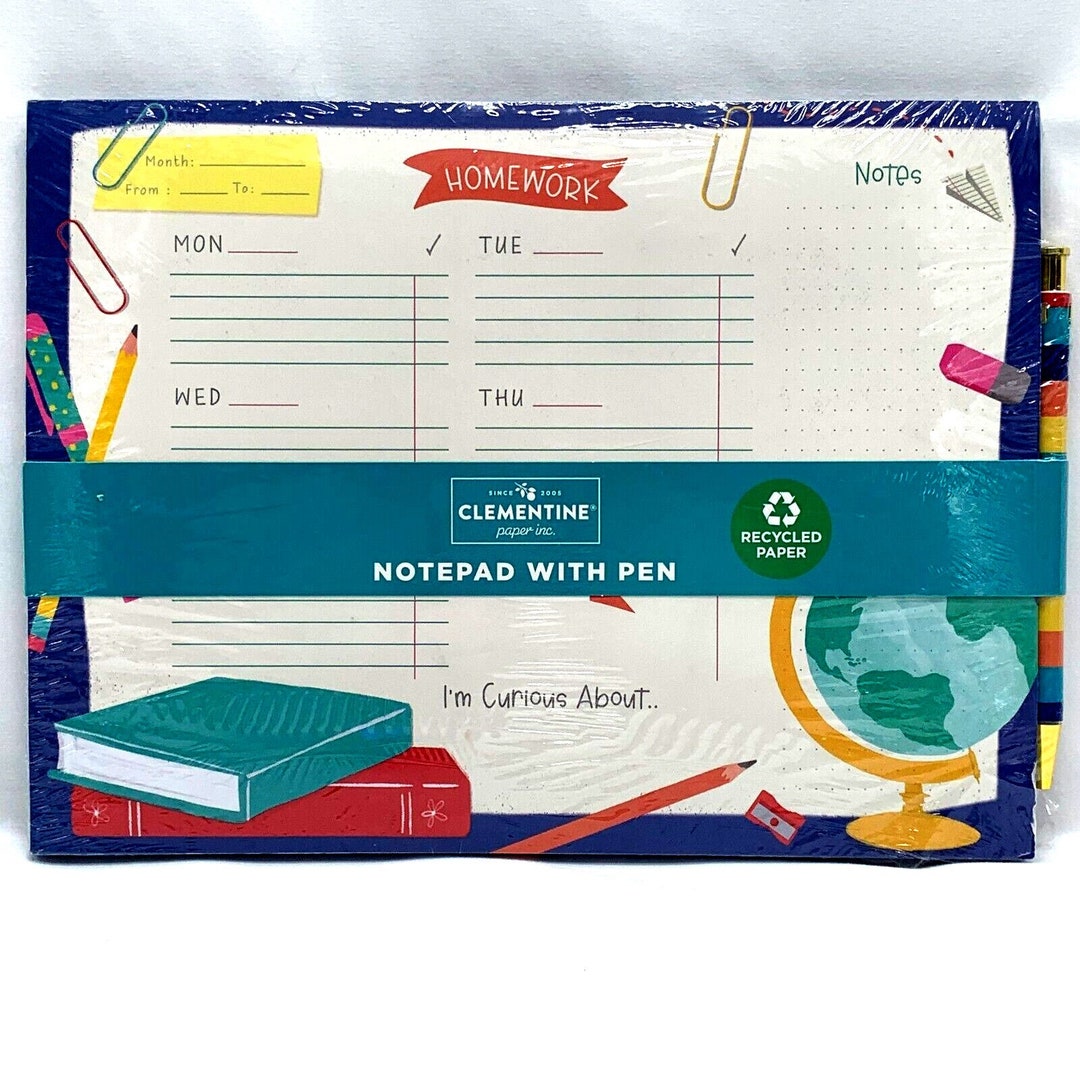 Clementine Paper Homework Weekly Planner Desk Pad and Pen Set - Etsy
